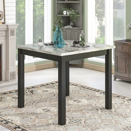 TRIPLE TREE 5-Piece Counter Height Dining Table Set with One Faux Marble Dining Table and Four Upholstered-Seat Chairs,Counter Height Dining Set Suitable for Kitchen and Living Room, Gray