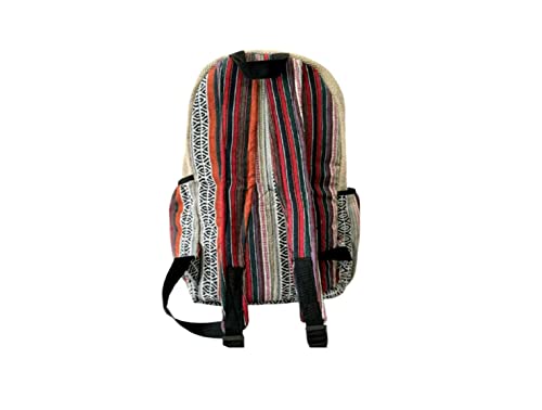 Zillion Craft Large Natural Hemp Back Pack for Men Women. Multi Color Hemp Fiber Multi Pocket Hand Made Bag. Unisex Design