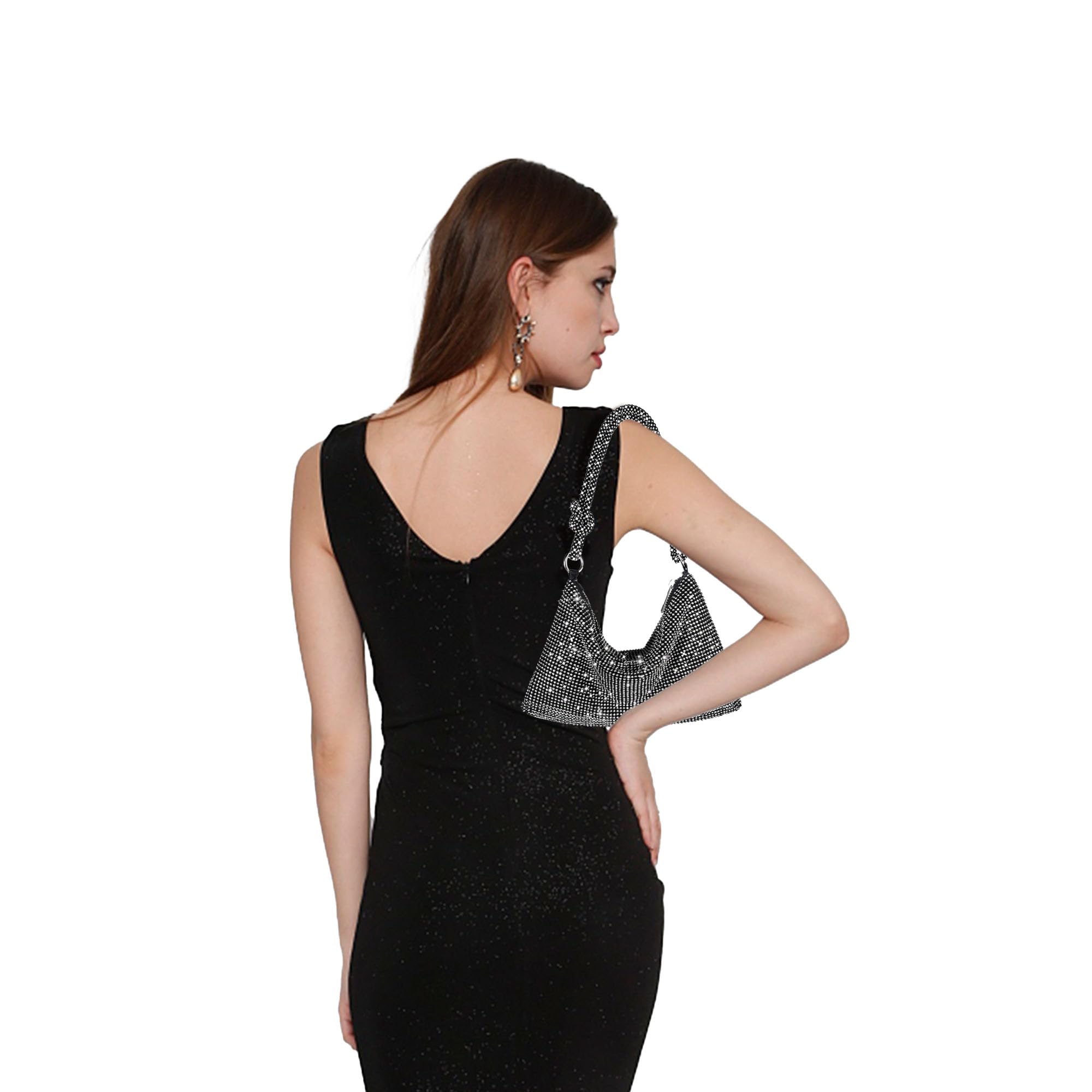 Rhinestone Purse Sparkly Evening bag Silver Clutch Purses for Women Evening, Cross Body Handbags for Party Prom Club Wedding