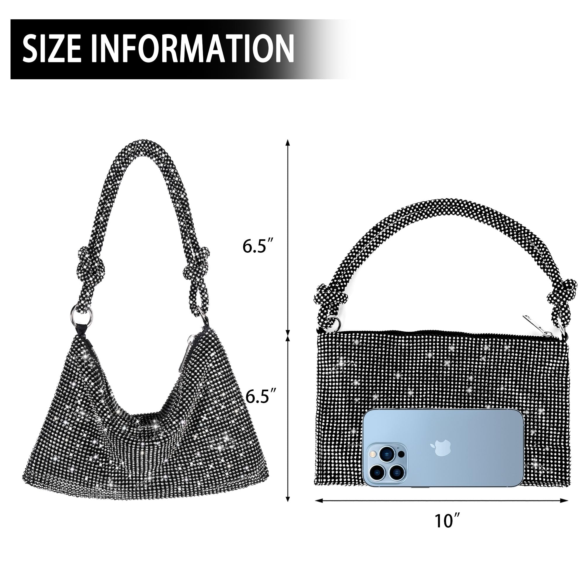 Rhinestone Purse Sparkly Evening bag Silver Clutch Purses for Women Evening, Cross Body Handbags for Party Prom Club Wedding