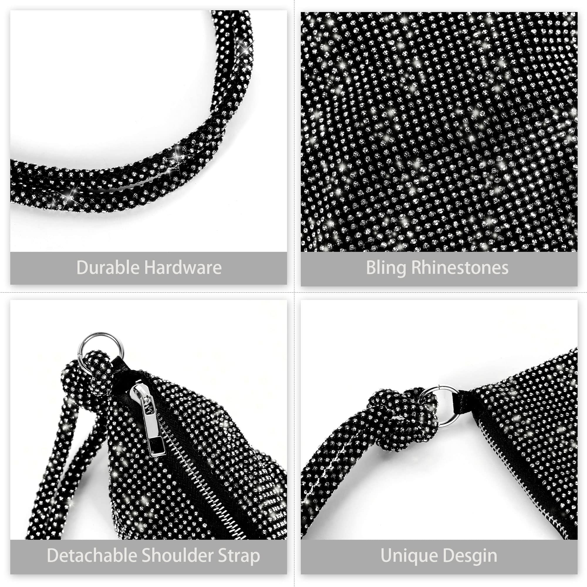 Rhinestone Purse Sparkly Evening bag Silver Clutch Purses for Women Evening, Cross Body Handbags for Party Prom Club Wedding