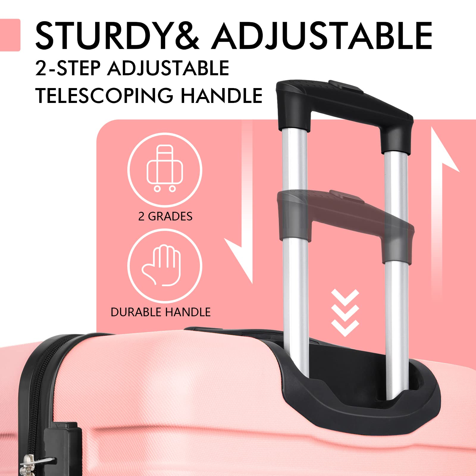 AnyZip Luggage PC ABS Hardside Lightweight Suitcase with 4 Universal Wheels TSA Lock Checked-Large 28 Inch Pink