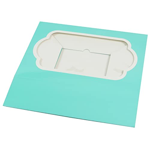 Global Sugar Art Auto-Popup Extra Deep Quarter Sheet Cake Box with Window, Designer Blue, 14 x 10 x 5 Inches, 5 Count. For 9 x 13 sheet cakes, cookies, pastries, desserts.