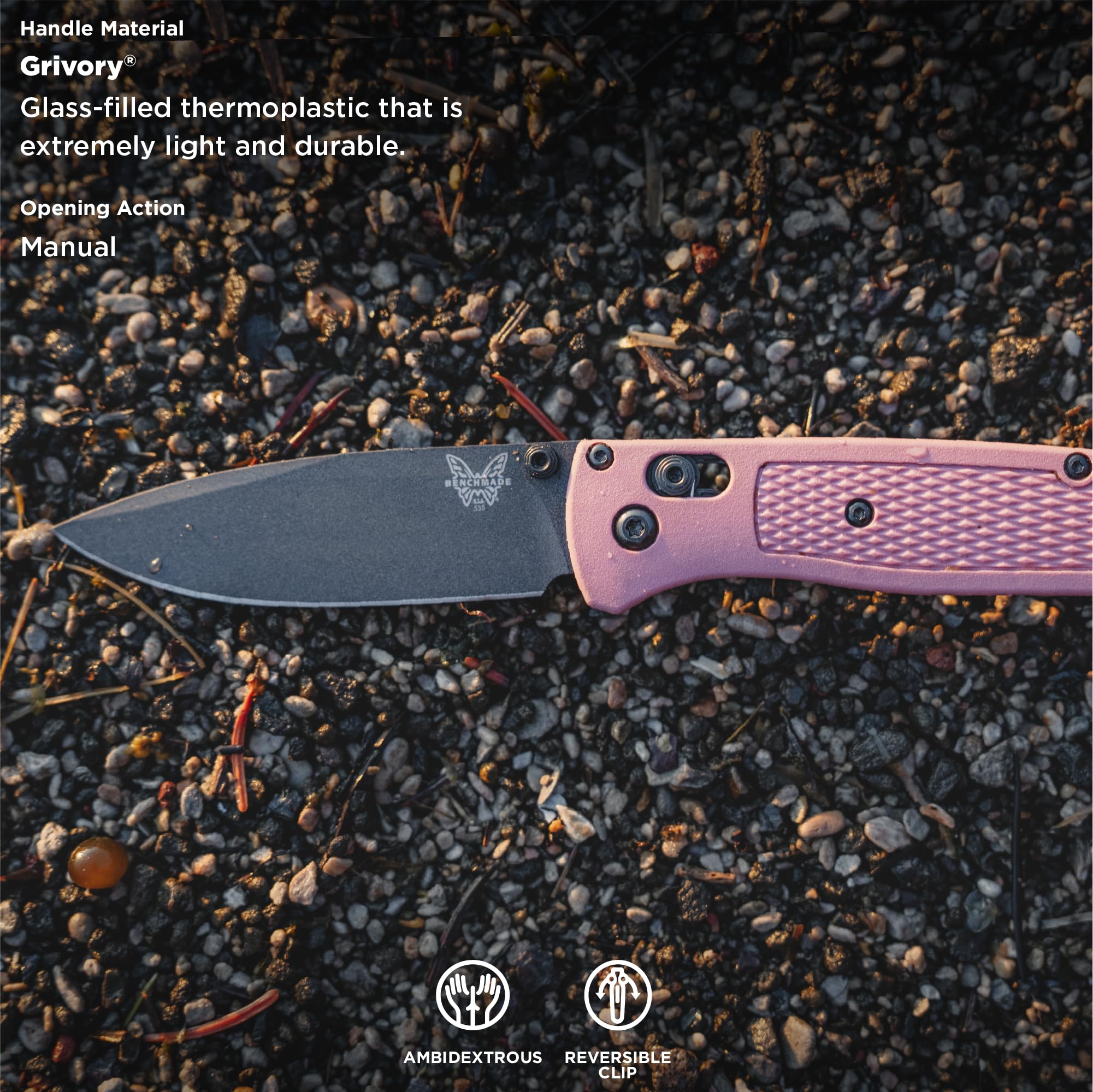 Benchmade - Bugout 535 EDC Knife with Alpine Glow Grivory Handle (535BK-06)