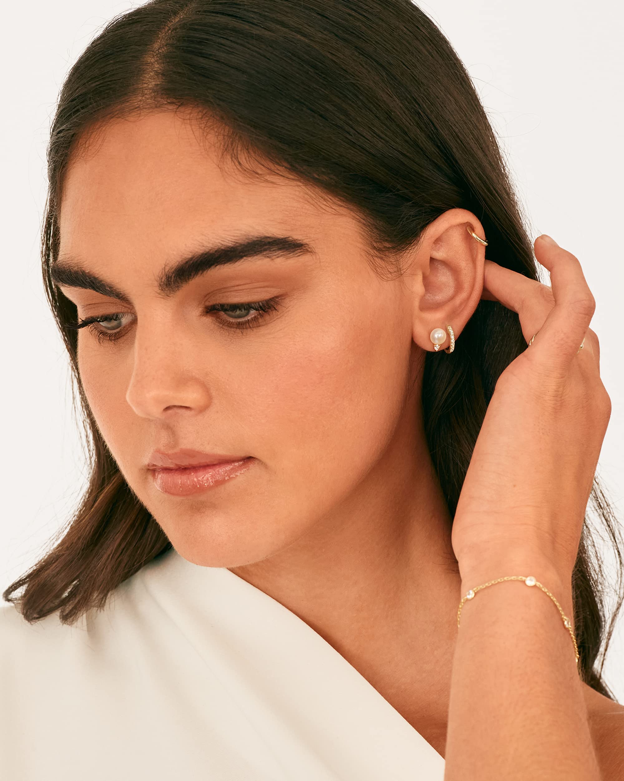PAVOI 18K Yellow Gold Plated 925 Sterling Silver Post Cubic Zirconia | AAA+ Quality Handpicked Freshwater Cultured Stud Button Pearl Earrings