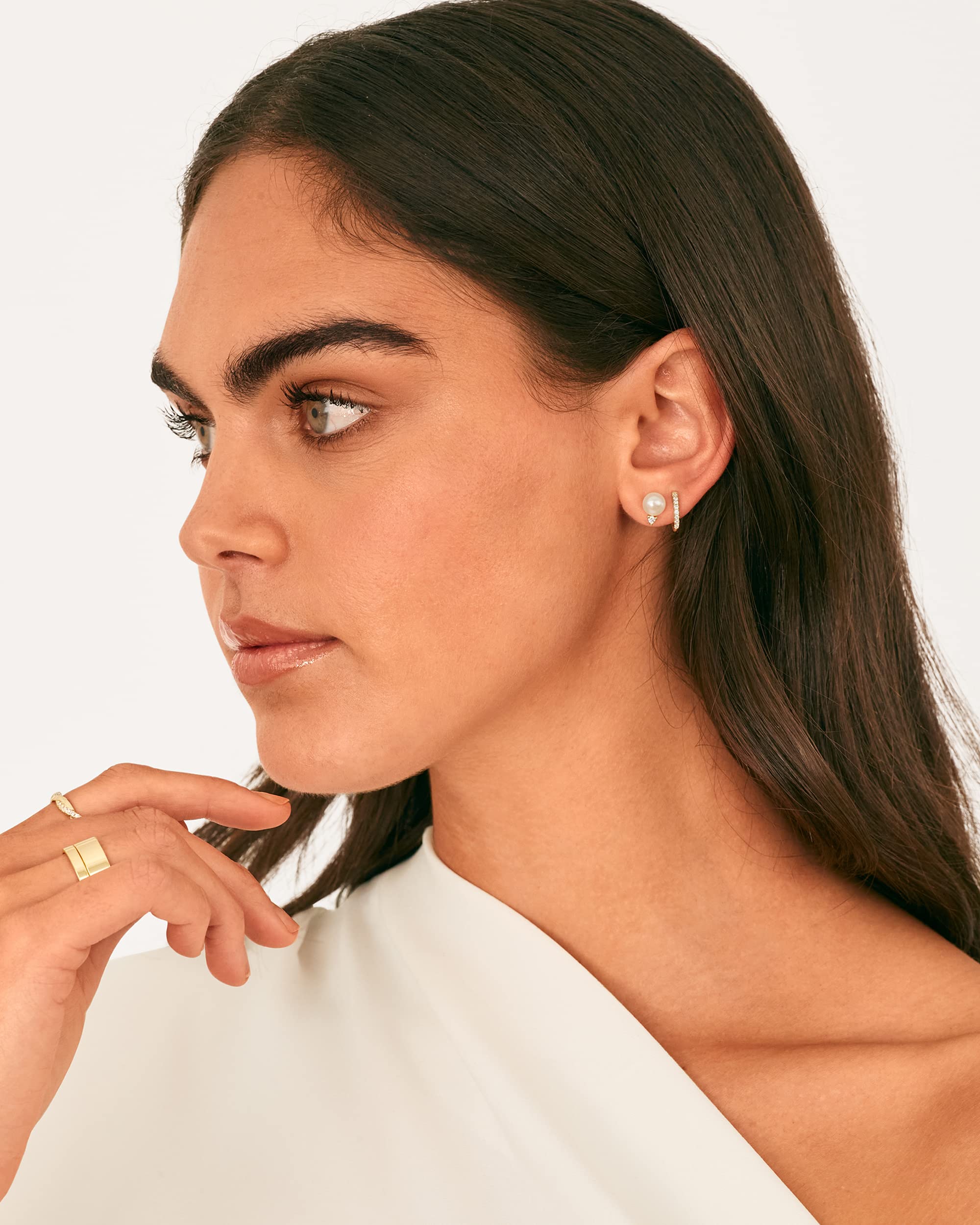 PAVOI 18K Yellow Gold Plated 925 Sterling Silver Post Cubic Zirconia | AAA+ Quality Handpicked Freshwater Cultured Stud Button Pearl Earrings