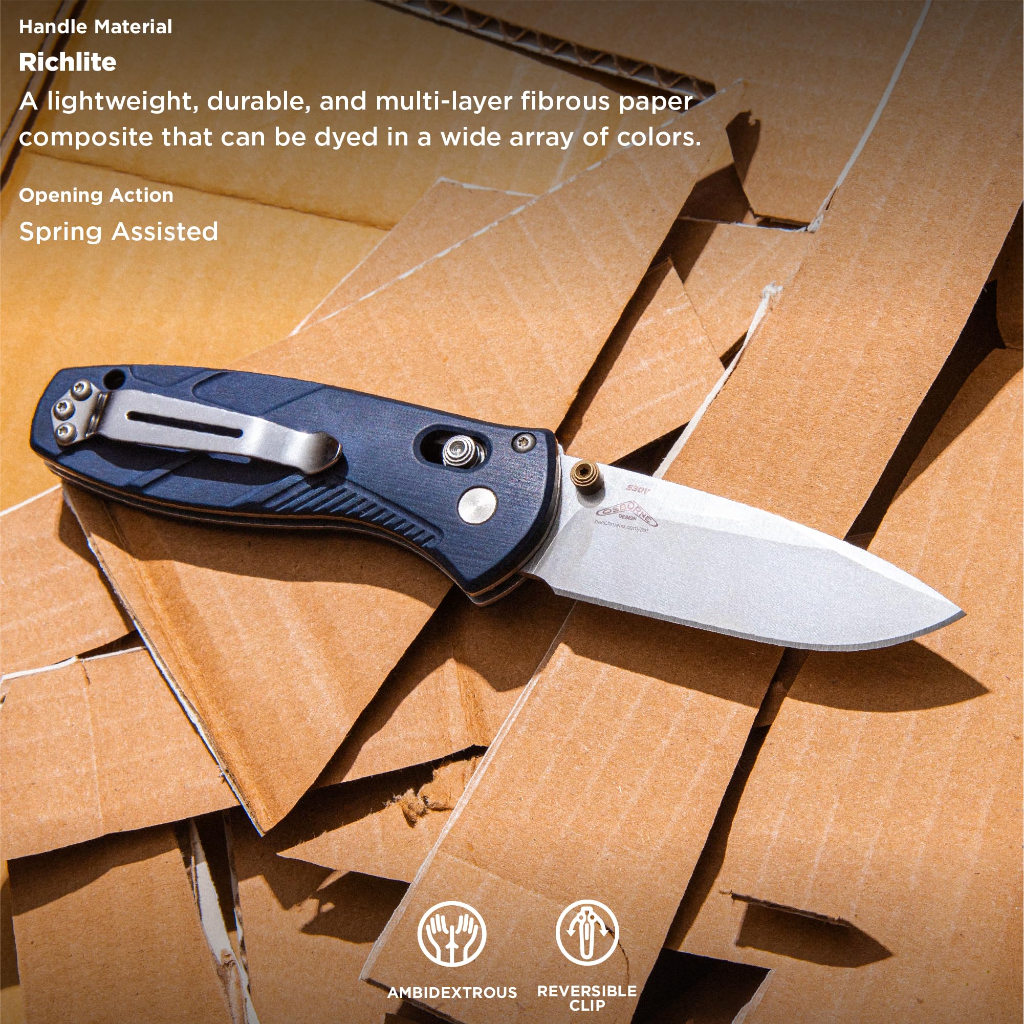 Benchmade - Mini Barrage 585 EDC Knife with Blue Canyon Richlite Handle (585-03)