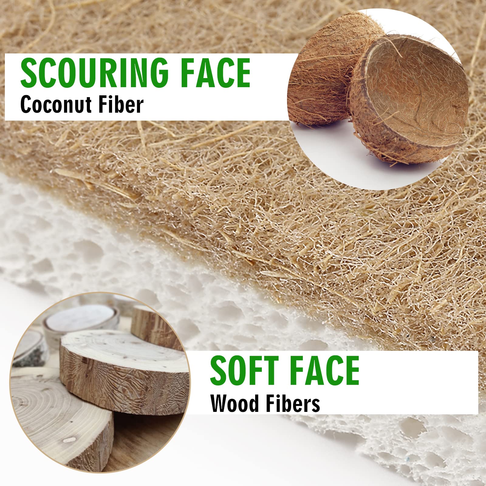 Natural Kitchen Sponge (6 Pack) for Cleaning Dish, Glass, Ceramic, Stove, Fruit, BBQ Rack, Kitchenware, Nature Made Multipurpose Sponges for Sustainable Living