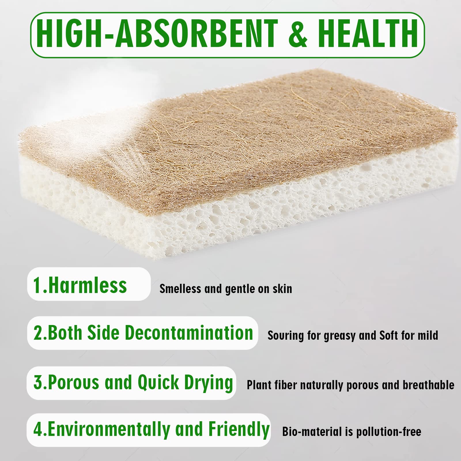 Natural Kitchen Sponge (6 Pack) for Cleaning Dish, Glass, Ceramic, Stove, Fruit, BBQ Rack, Kitchenware, Nature Made Multipurpose Sponges for Sustainable Living