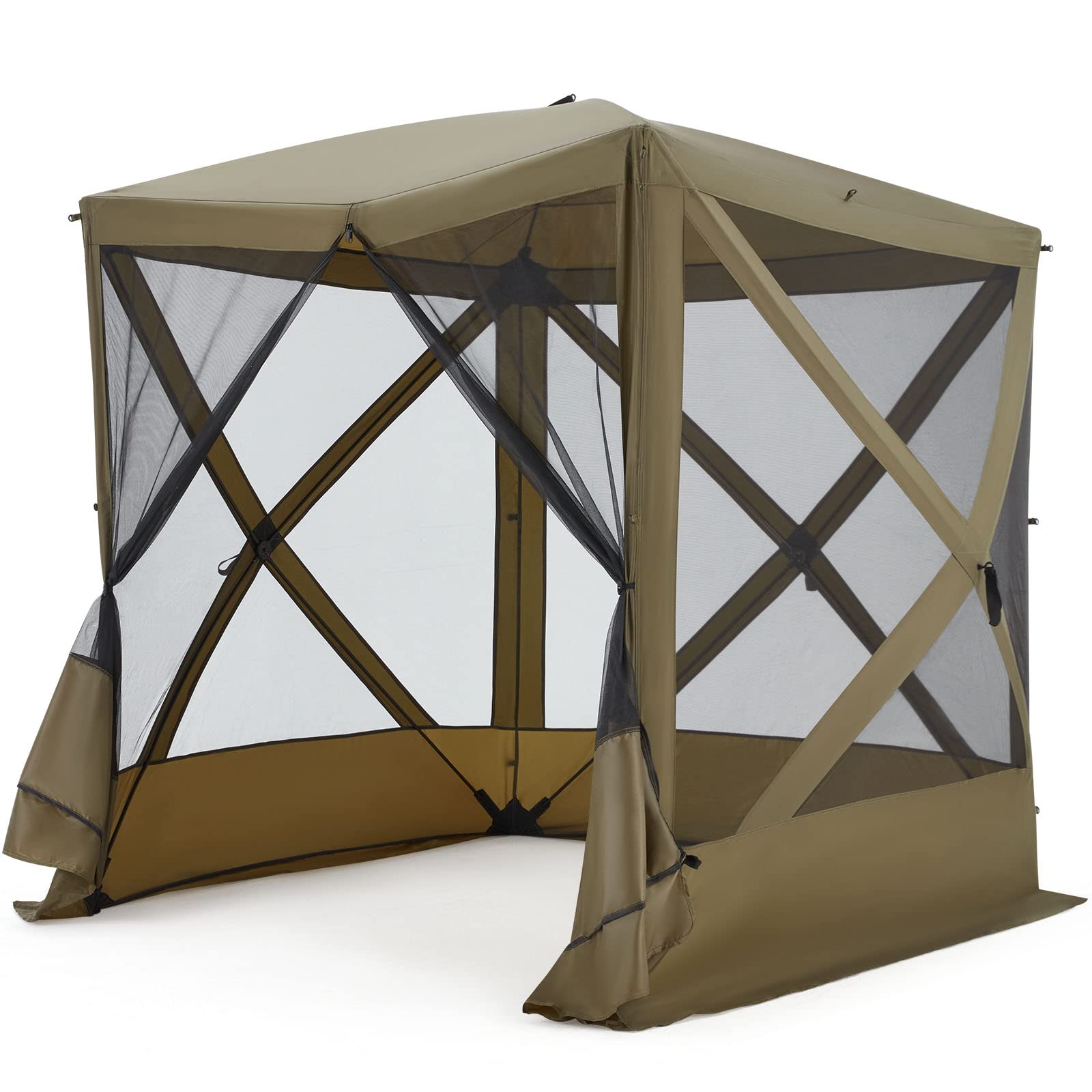 JOMEED 6’ X 6’ Pop Up Canopy Tent, Outdoor Camping Gazebo Screen Tent 4-Sided Gazelle Tent with Mosquito Netting, Portable Carry Bag for Lawn and Backyard (6ft x 6ft)