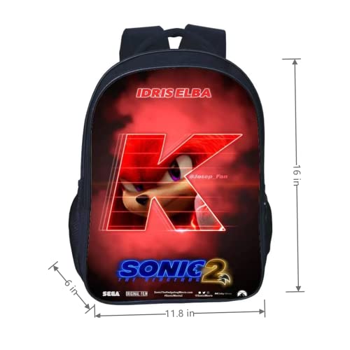 XINLV knuckles backpack Cartoon Movie Simple Large-Capacity Backpack, Schoolbag For Boys And Girls, 3d Printed Hedgehog Backpack (red 7)