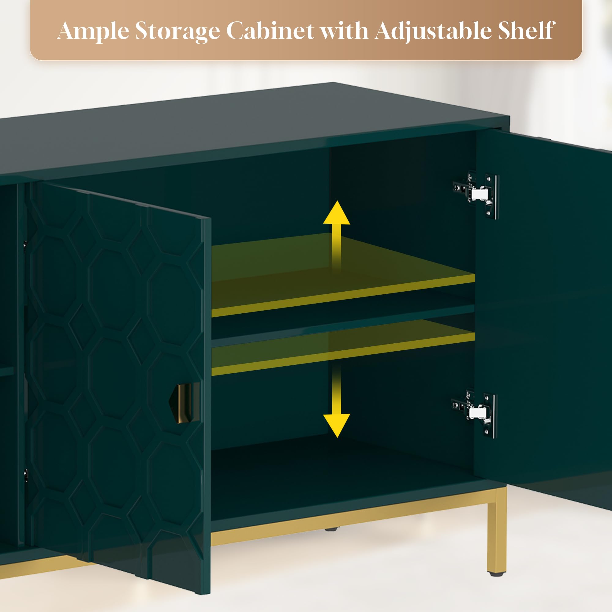 Boyel Living Sideboard Cabinet, Modern Storage Cabinet with 3-Door, Accent Cabinet for Living Room, Hallway, Entryway or Kitchen (Green)