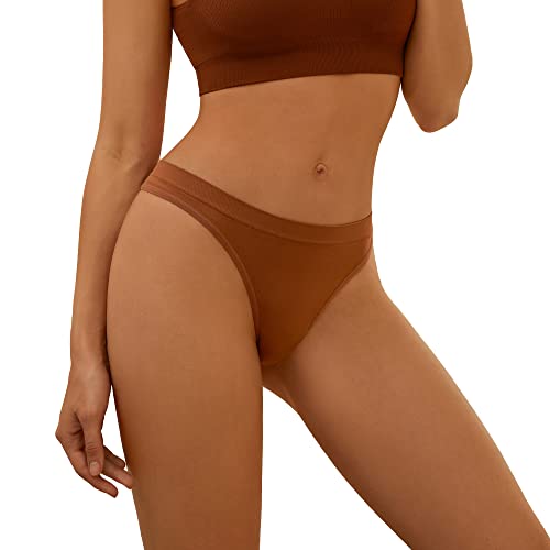 DEANGELMON Seamless Thongs for Women Comfortable Low Rise Underwear No Show Thong Panties Stretch Multiple Pack (7P1,S)