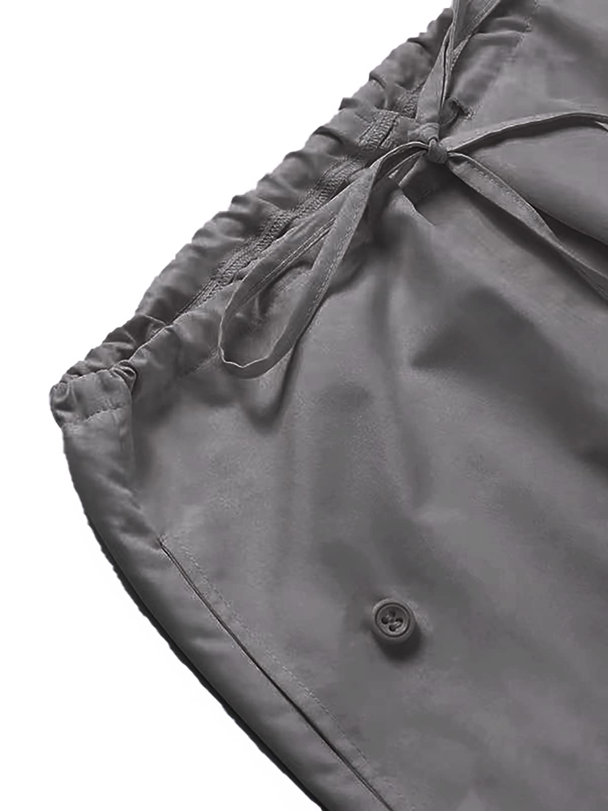 LQI Parachute Pants for Women Y2K Baggy Cargo Pants Drawstring Trousers Low Rise Loose Jogger Sweatpants Grey