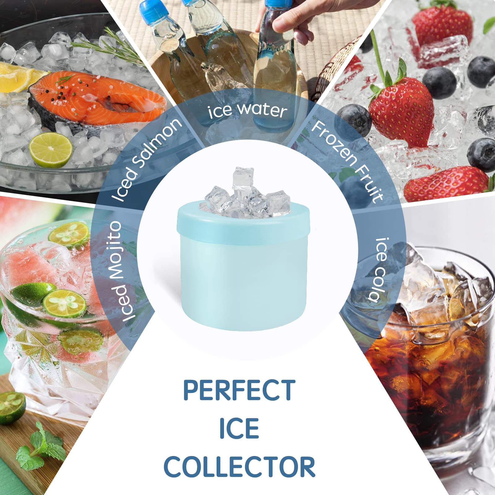 Achouray Cylinder Silicone Ice Cube Mold, New 3D Ice Cubes Maker, Decompress Ice Lattice, Press-Type Easy-Release Ice Cup (Blue-Green) (NEWZBB-Blue-Green)