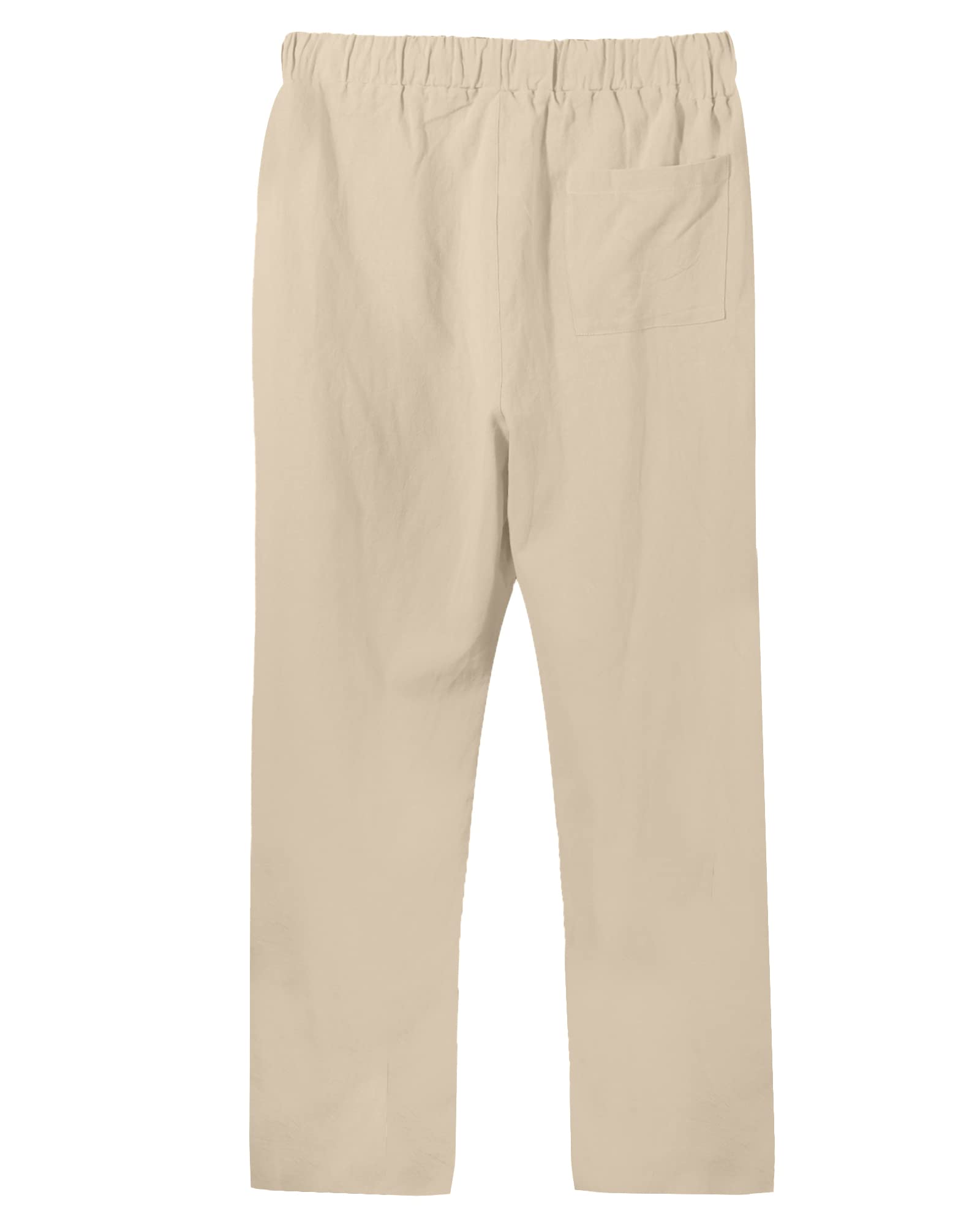 LVCBL Linen Pants for Men Elastic Waist Men's Linen Casual Pants,Khaki,M