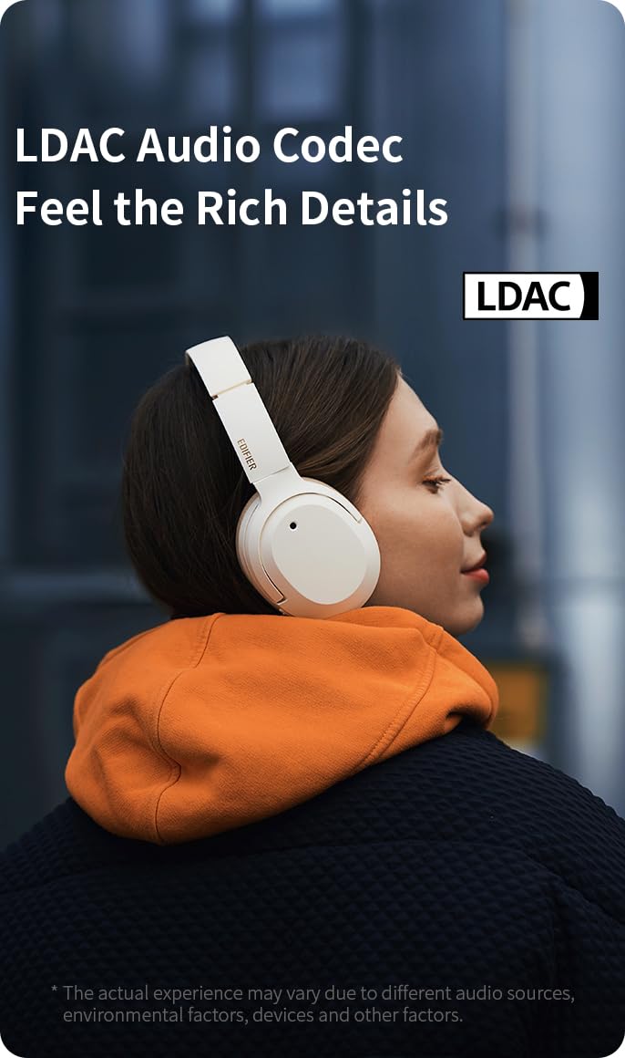 Edifier W820NB Plus Over-Ear Active Noise Cancelling Headphones, Clear Calls with Deep Noise Reduction,Bluetooth Headphones with LDAC for Hi Res Wireless Audio Comfortable Fit, Bluetooth 5.2 Black