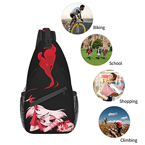 Hazbin Hotel Angel Dust Anime Crossbody Sling Backpack Travel Chest Shoulder Bag