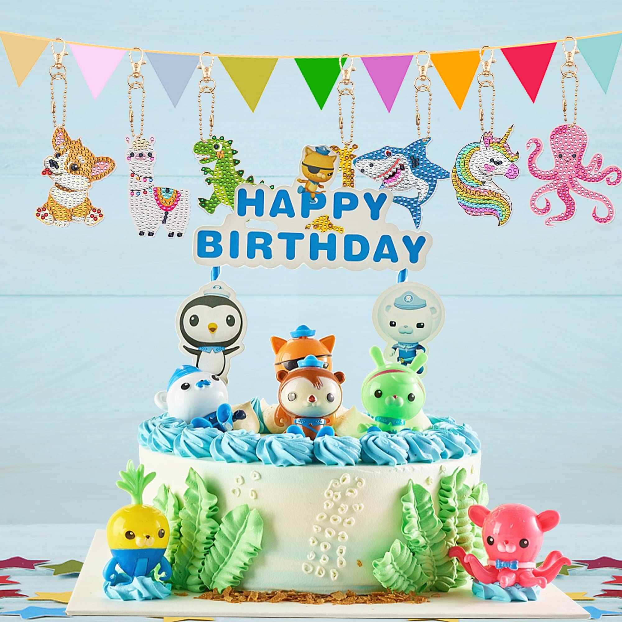 12 PCS Diamond Painting Keychains Kit Animals Diamond Art Ornaments Double Sided 5D Diamonds Key Rings DIY Diamonds Pendants for Beginners Birthday Crafting Home Party Decor