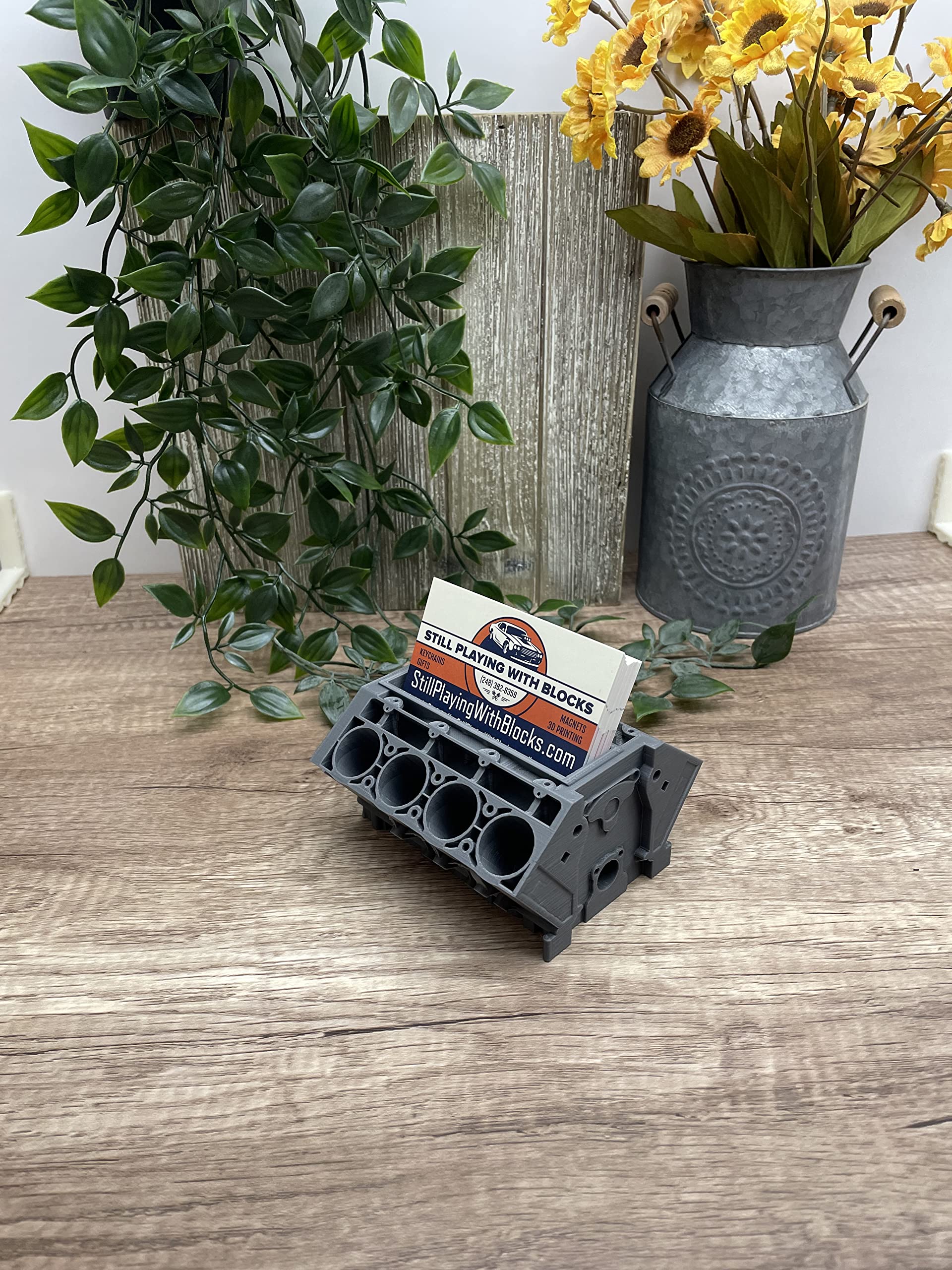 Sands3D V8 Engine Block Business Card Holder Organizer, Car Stuff, Car Accessories For Men, Business Card Holder Desk, Mini V8 Engine, V8 Engine Model Kit, Car Engine, Mini Engine Kit