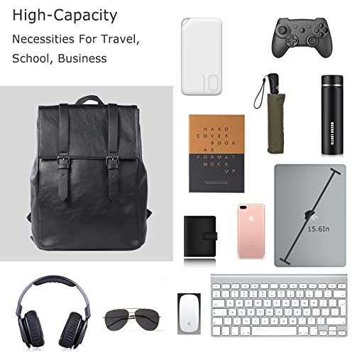 Business Laptop Backapck, Pu Leather Backpack for Travelling Business College, Fits 14.5 Inch Notebook