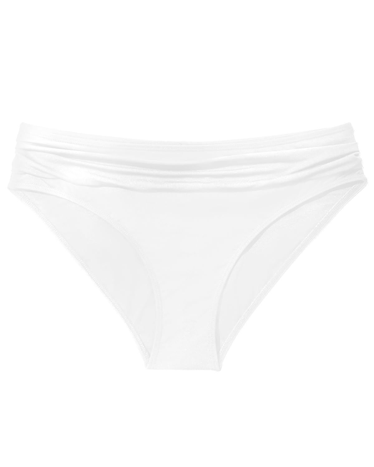Zmart Women Full Coverage Ruched Bikini Bottoms Tummy Control Swim Bottoms Scrunch Ruffle Bathing Suit Bottom White L