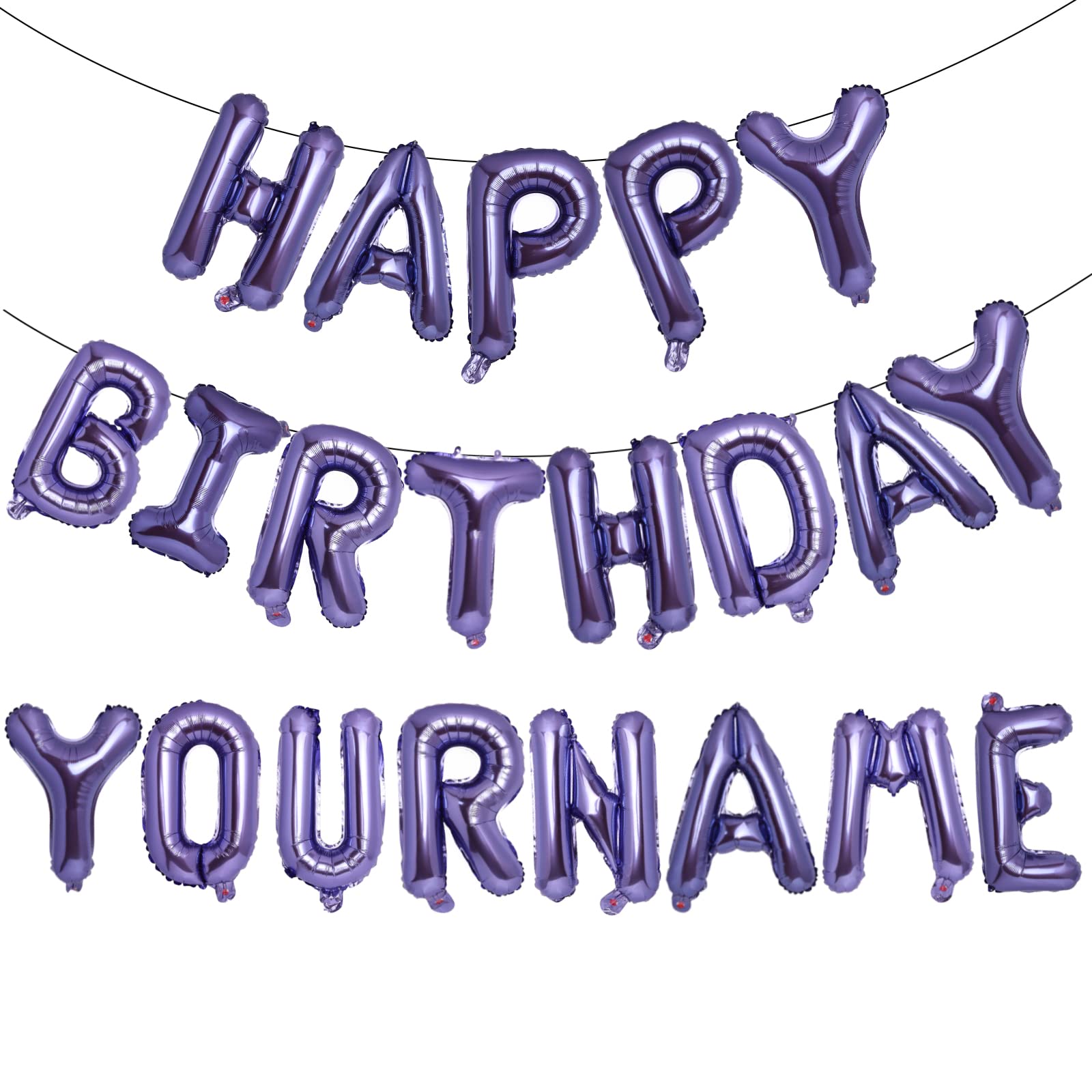 UWPVOWSR Purple Personalized Name Happy Birthday Balloon Banner Happy Birthday Balloon Letters Balloons 2 Sets A- Z 16 inch Mylar Foil Birthday Party Decorations for Kids Women Men Boys Girls Adults