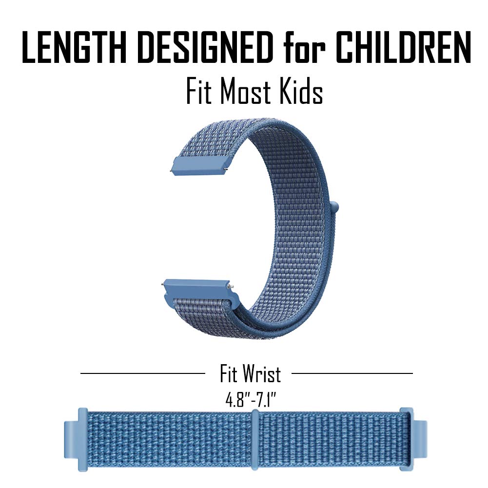 NOLIKO 4 Pack Kids Replacement Band Compatible with Gabb Watch 3 2 1/Verizon Gizmo Watch 3 2 1/T mobile SyncUP Watch, Nylon 20mm Small Wrist Strap for Boys Girls, Camo Rainbow Pomegranate Green Blue