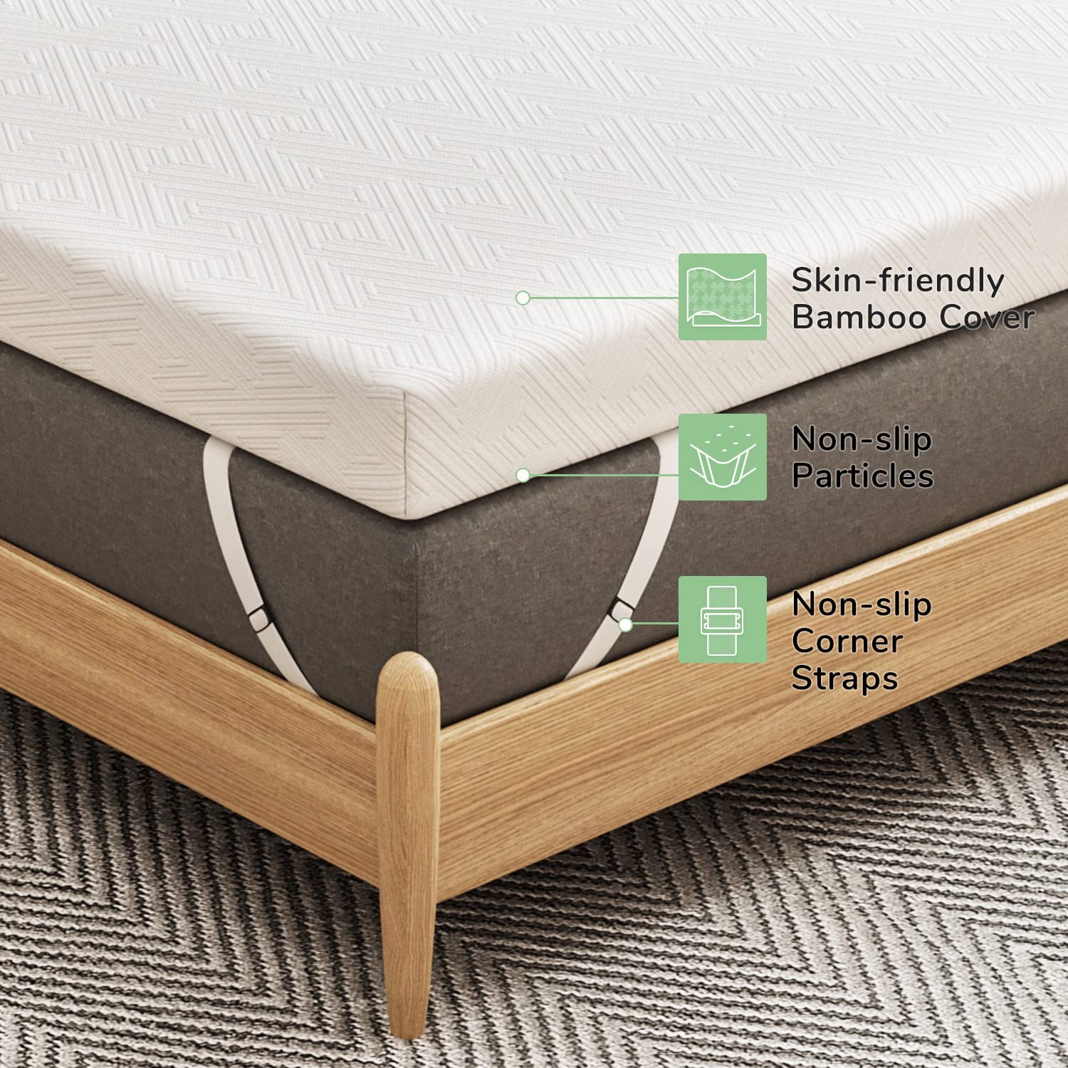 Novilla Full Mattress Topper, 4 Inch Gel Memory Foam Mattress Topper Full Enhance Cooling, Motion Isolation & Pressure Relieving, Non-Slip Design with Breathable Bamboo Charcoal Cover