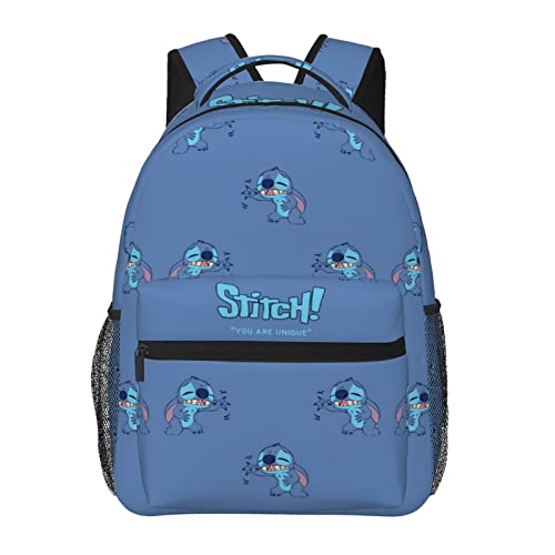 Oussma Stitch Backpack Girl's Boy's Adult's 16 Inch Double Strap Shoulder Light Weight School Bookbag Water Resistant Fits Laptop