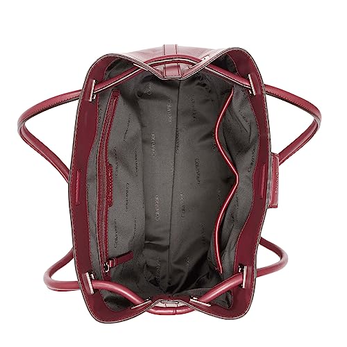 Calvin Klein Women's Ash Tote Bag โ North/South, Vegan Leather, 2 Pockets, Deep Rouge, One Size