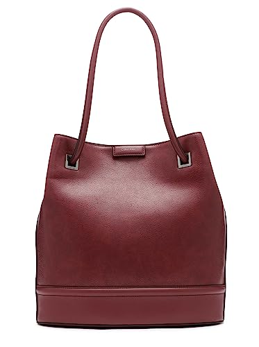 Calvin Klein Women's Ash Tote Bag – North/South, Vegan Leather, 2 Pockets, Deep Rouge, One Size
