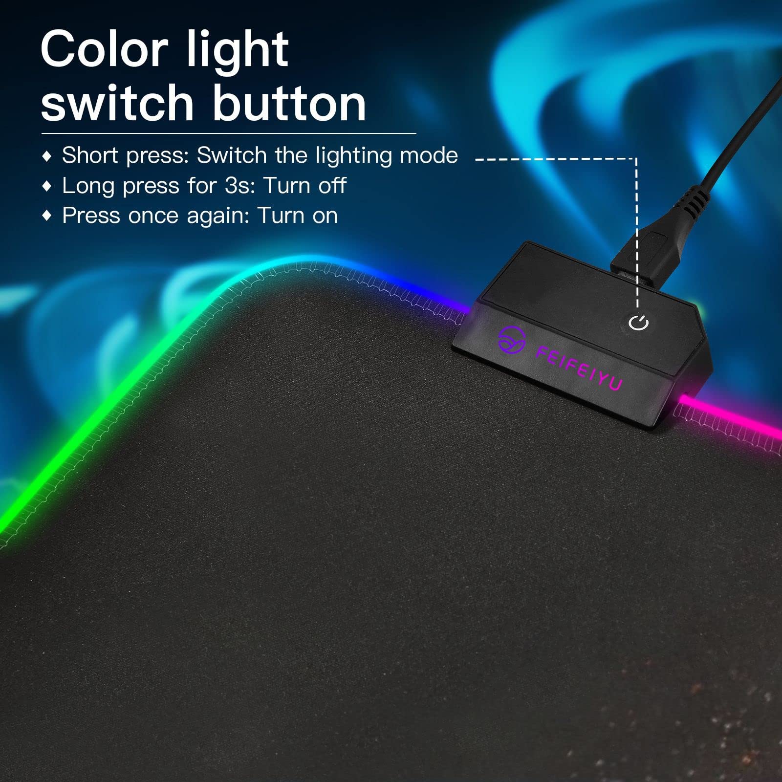 FOLIOSA RGB Gaming Mouse Pad (Art Basketball), Large Gaming Desk Mat with Multiple Light Modes Anti Slip Rubber Base for Gamer 2 Size