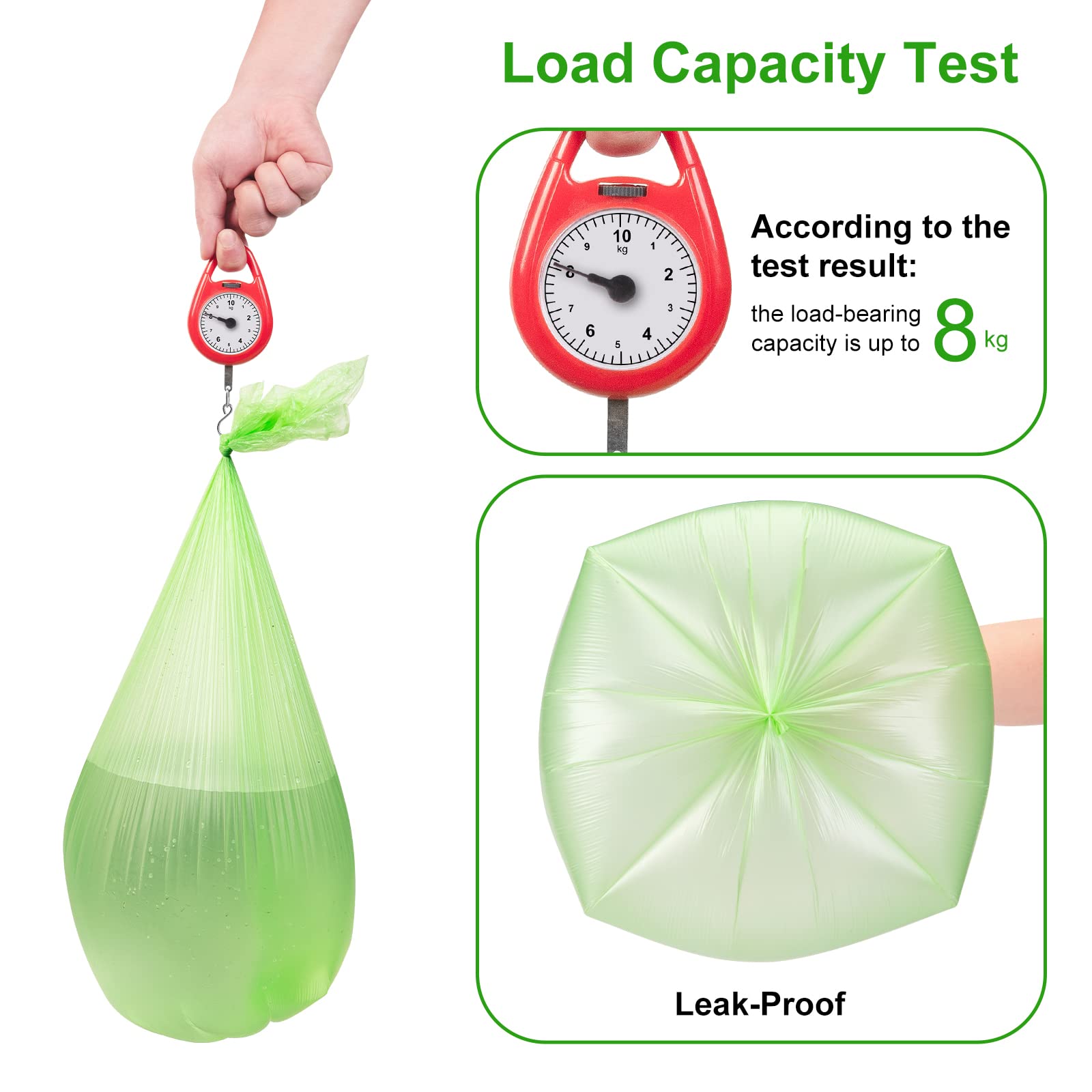 Small Trash Bags 2-2.6 Gallon Plant Starch Based, Inwaysin 200 Count Bathroom Trash Bags, Strong Trash Bags 2.6 Gallon Unscented, Size Expanded, for Bathroom Bedroom Trash Can, Green, 10L