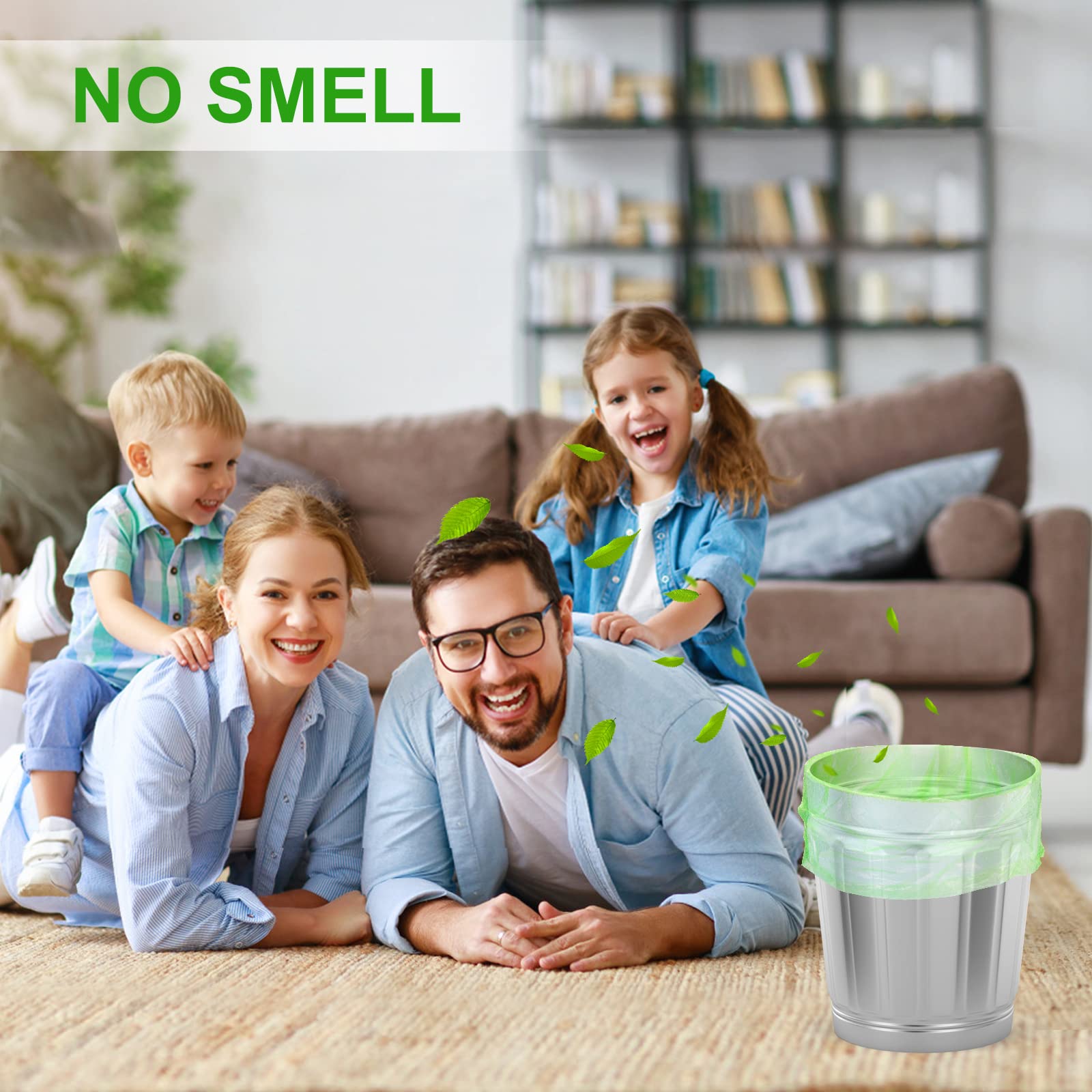 Small Trash Bags 2-2.6 Gallon Plant Starch Based, Inwaysin 200 Count Bathroom Trash Bags, Strong Trash Bags 2.6 Gallon Unscented, Size Expanded, for Bathroom Bedroom Trash Can, Green, 10L