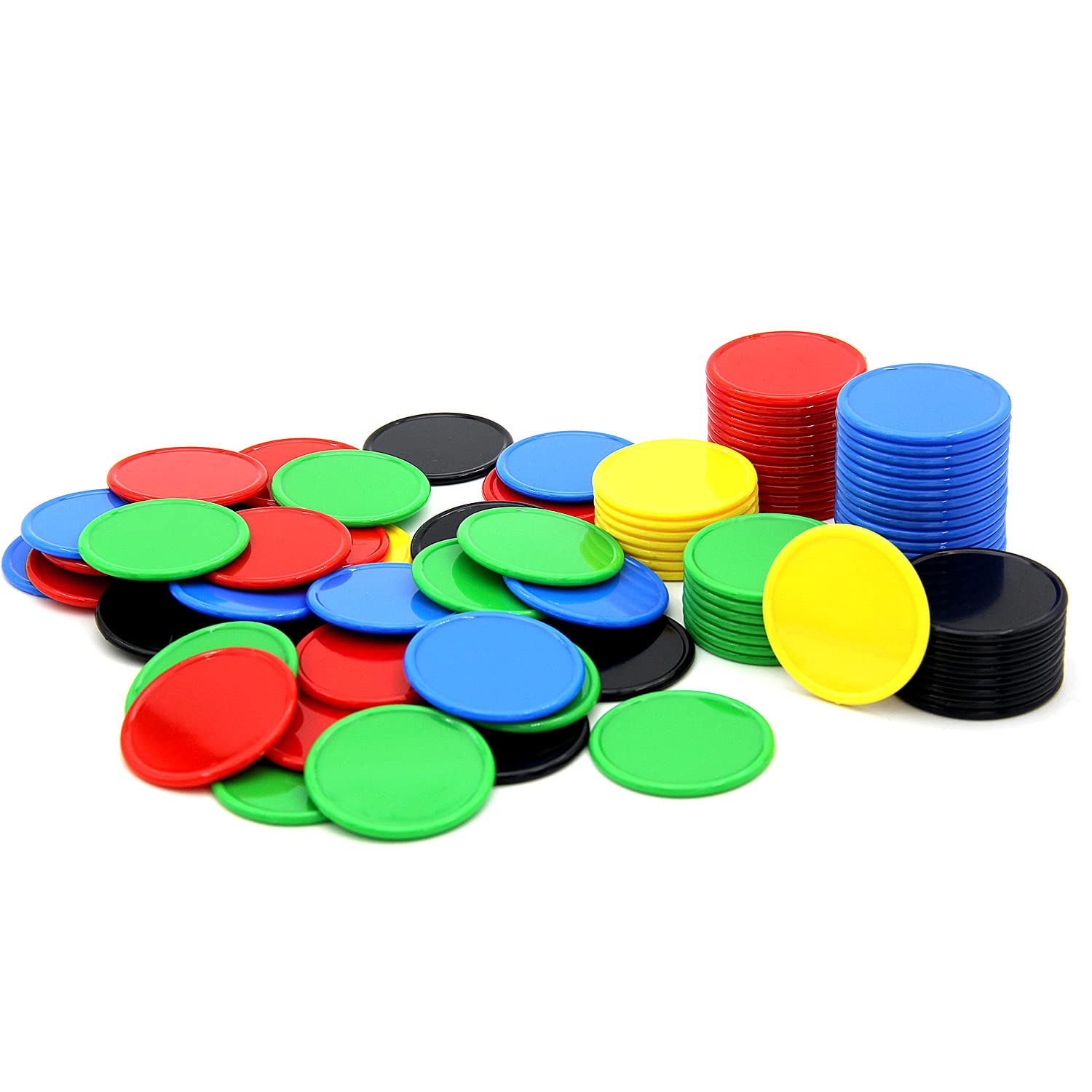 Qierlean 100 Pieces Counters Counting Chips Plastic Markers Multi Colors for Bingo Chips Game Tokens (Black)