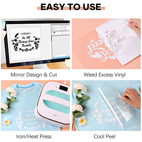 HTVRONT White HTV Heat Transfer Vinyl Roll - 12" x 40ft White Iron on Vinyl for Shirts - Easy to Cut & Weed HTV Vinyl for Clothes