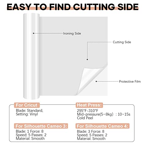 HTVRONT White HTV Heat Transfer Vinyl Roll - 12" x 40ft White Iron on Vinyl for Shirts - Easy to Cut & Weed HTV Vinyl for Clothes