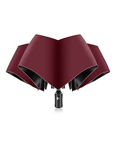 XIXVON Umbrella SE (8 Ribs, Red) | UPF 50+ 99% UV Protection, Lightweight, Automatic, Windproof, Travel Portable | Compact Folding Umbrella