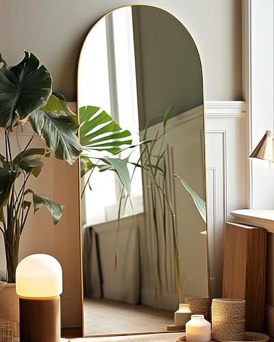 AyeWish Arched Mirror - 64"21", Aluminum Frame - Gold, Floor Standing or Wall Mounted