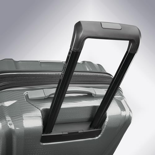 Samsonite SWERV DLX Spinner 4 Wheel 21 Inch Hard Side Travel Suitcase with Side Carry Handle, Telescopic Handle, and TSA Lock, Silver