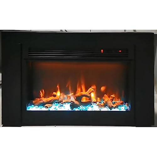 Y Decor 33 in. Realistic Flame Electric Fireplace Insert in Black with Remote Control