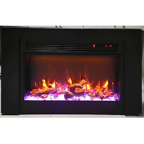 Y Decor 33 in. Realistic Flame Electric Fireplace Insert in Black with Remote Control