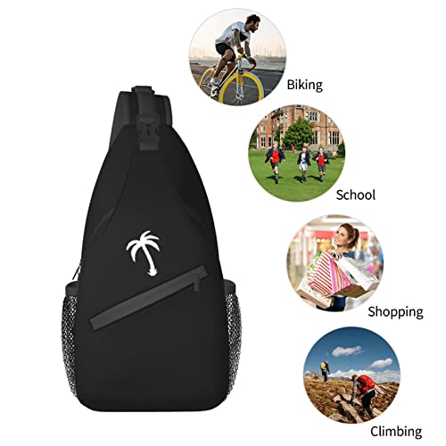 Palm Tree Slanted Sling Bag Crossbody Daypack Travel Hiking Mini Fashion Shoulder Backpack for Men Women Kids
