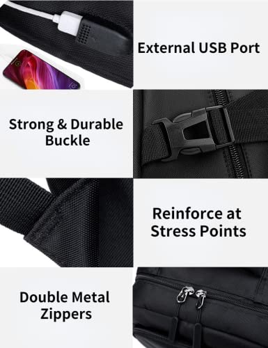 KOWVOWZ USB Charging Port Aesthetic Laptop Backpack Travel Student Bookbag Water Resistant (Black)