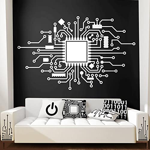 RTYUIHN Circuit Board Technology, Computer Wall Sticker, CPU, IT Digital, Gamer, Wall Decal, Bedroom Vinyl Decoration