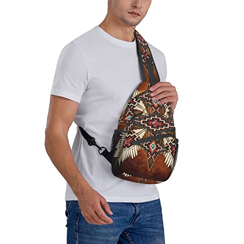 MANQINF Native American Sling Backpack, Multipurpose Crossbody Shoulder Bag Travel Hiking Daypack for Women Men