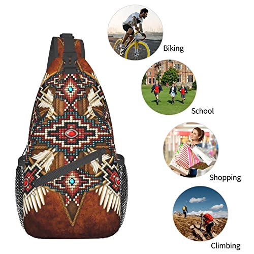 MANQINF Native American Sling Backpack, Multipurpose Crossbody Shoulder Bag Travel Hiking Daypack for Women Men