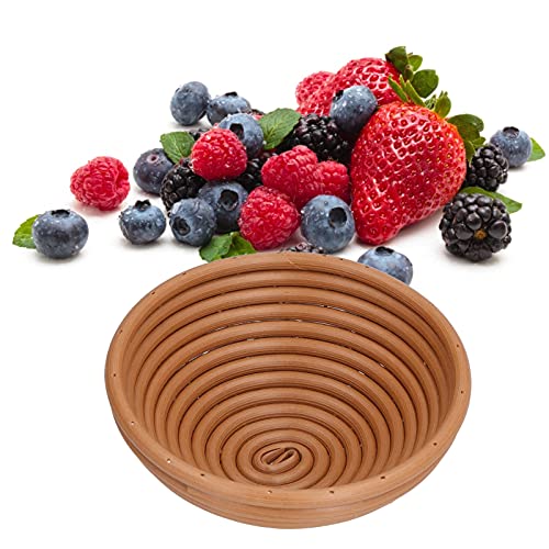 Bread Proofing Basket Set, Washable Bread Fermentation Basket Innovative Shape Baking for Kitchen Home Bakery (Yellow brown round 16X6CM)