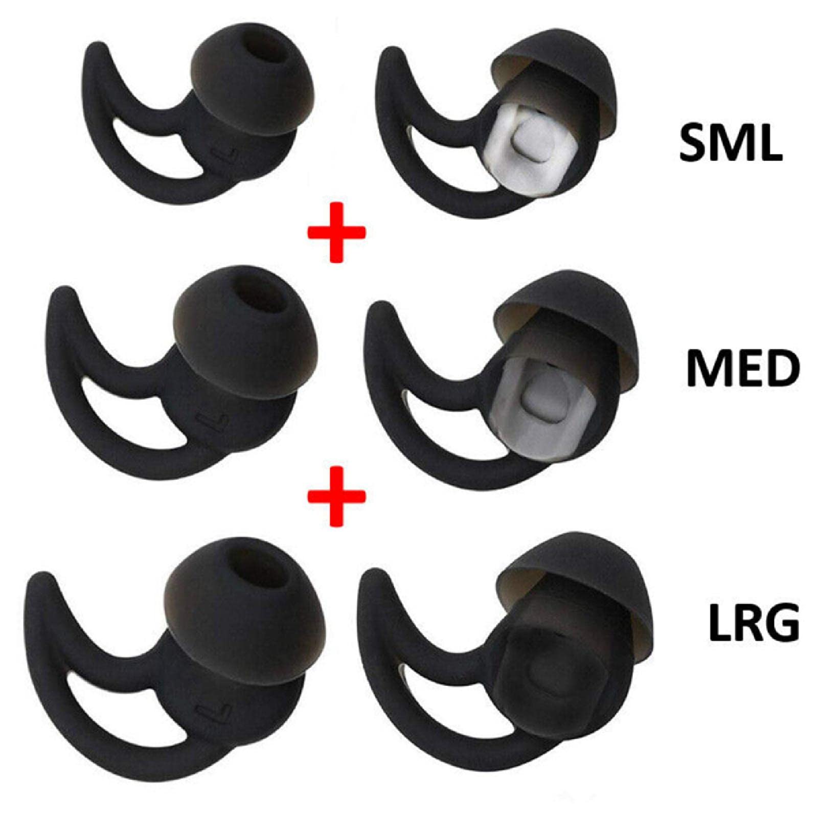MOOKEENONE Silicone S/M/L Size Replace Earbuds for Bose QC30/QC20/QC20i/SoundSport SIE2i IE2 IE3